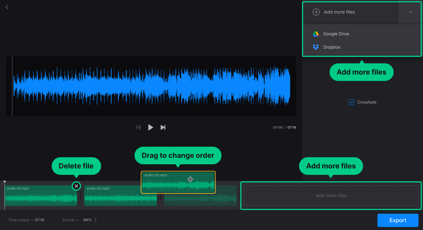 How To Merge My Audio Files Clideo Help
